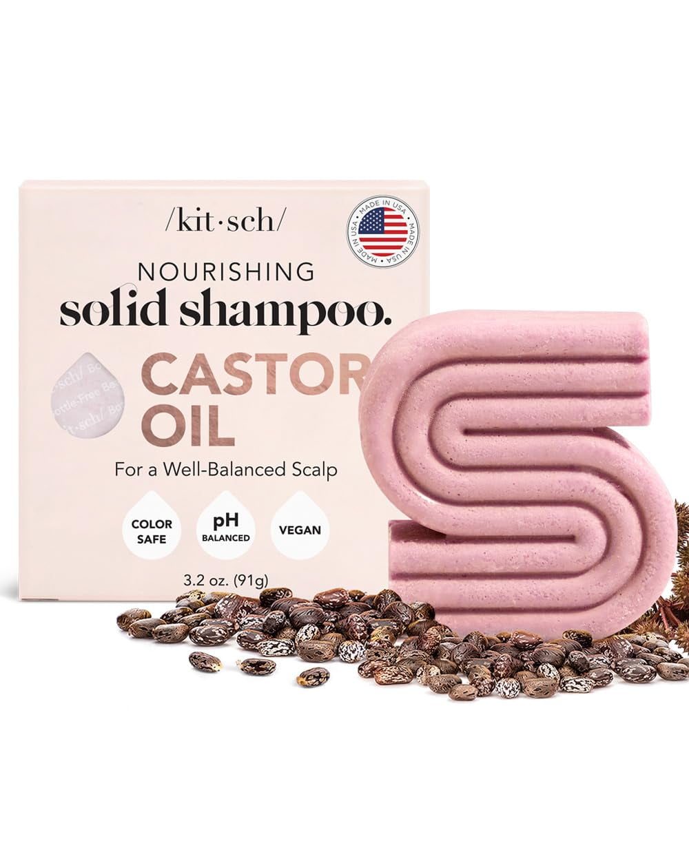 Kitsch Castor Oil Nourishing Shampoo Bar, Hydrates, Moisturizes and ...