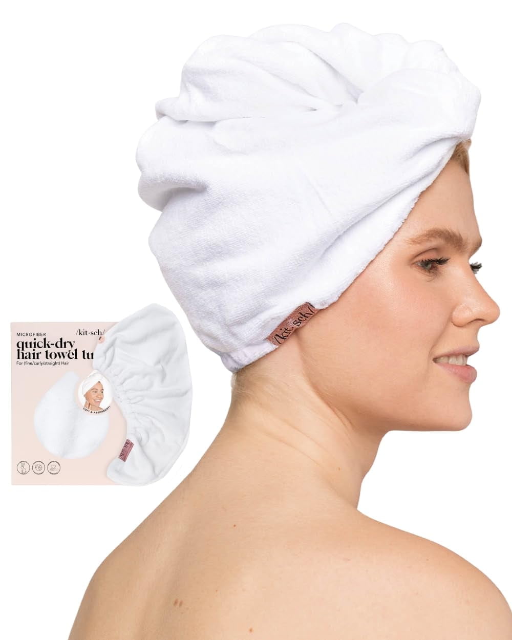 Kitsch Microfiber Hair Towel Wrap, Plain, 1 Count - Walmart.com