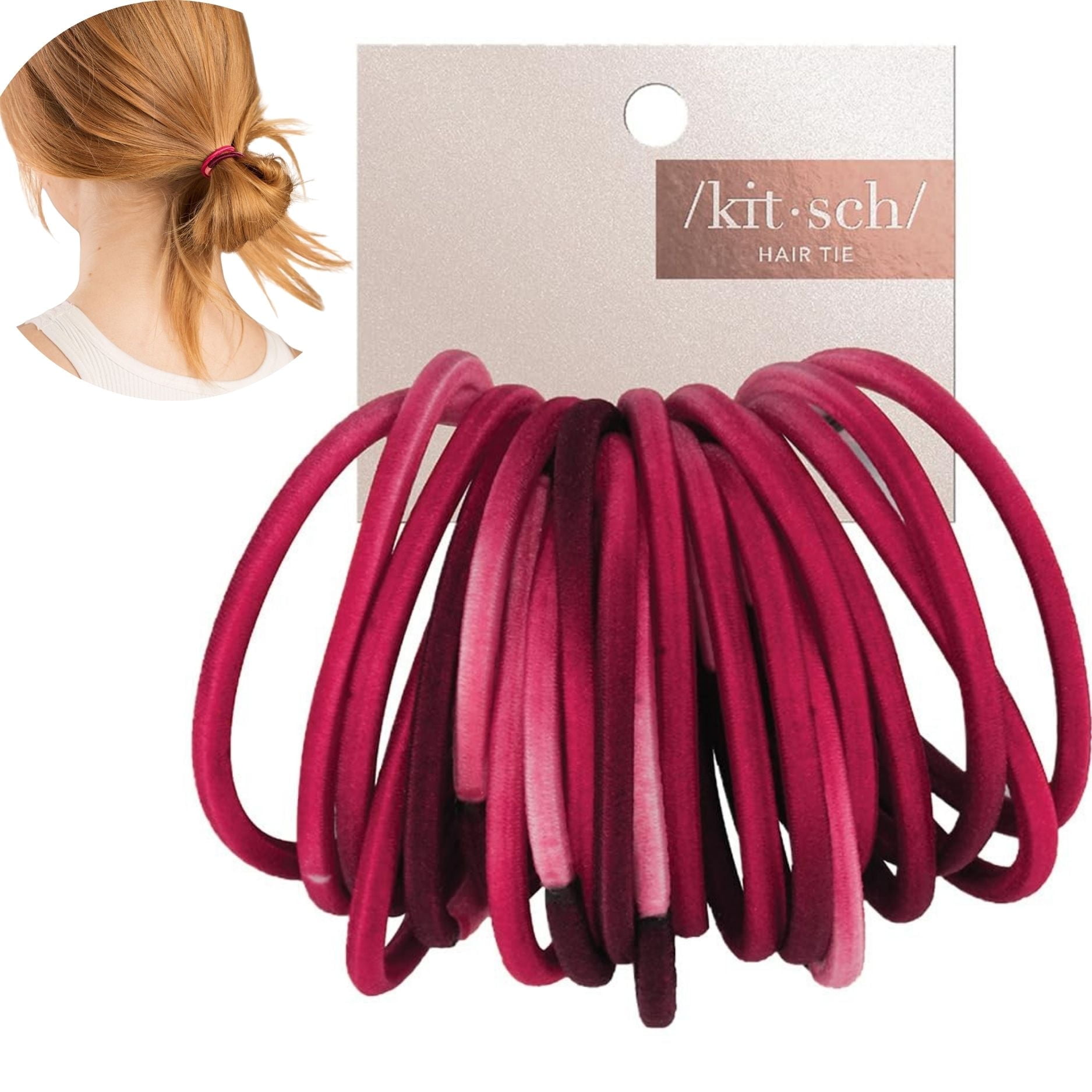 Kitsch Ombre Elastics - Blush Hair Ties for Women, Elastic Hair Tie, 20 ...