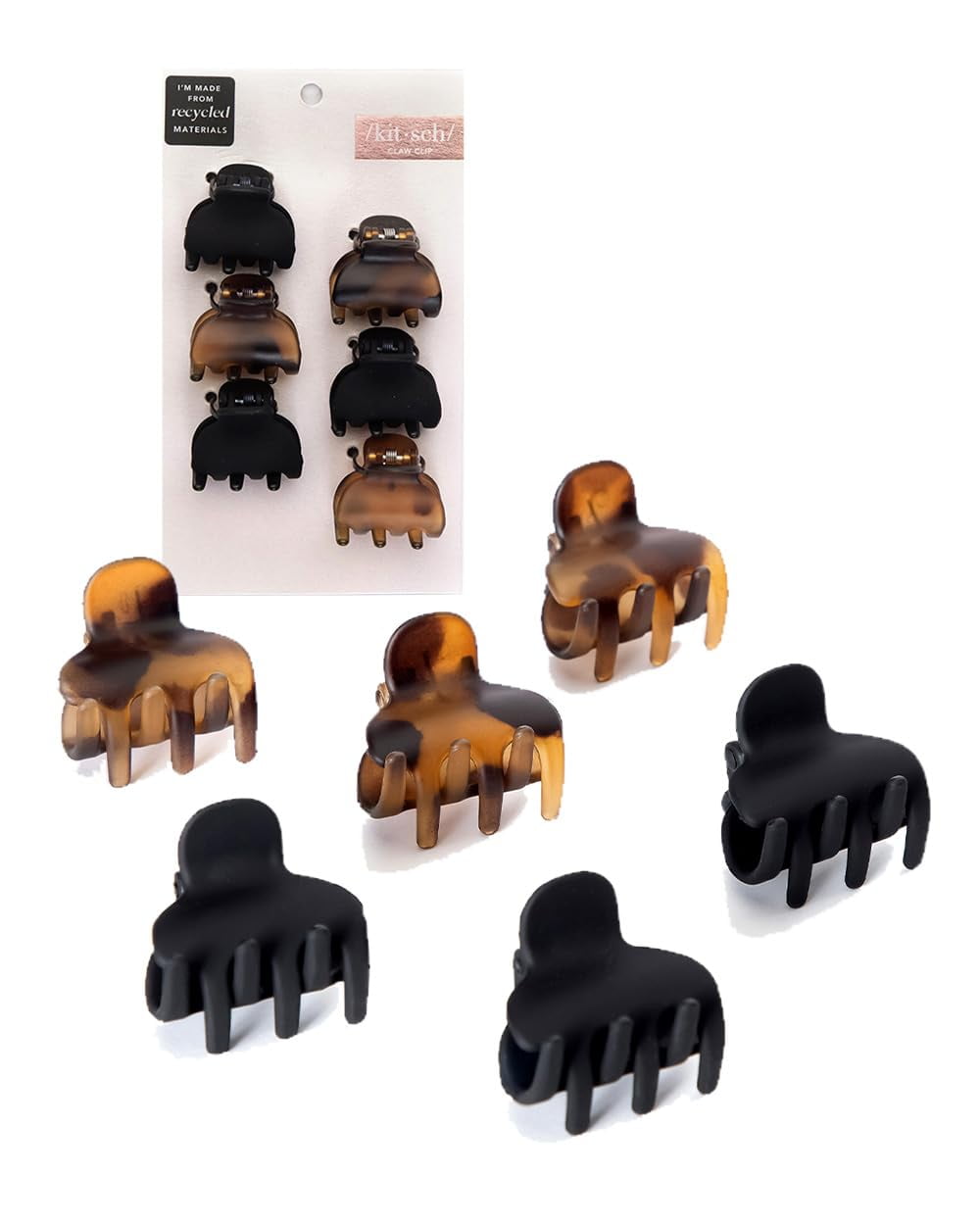 Kitsch Recycled Plastic Small Claw Clips & Mini Claw Hair Clips, 6pcs ...