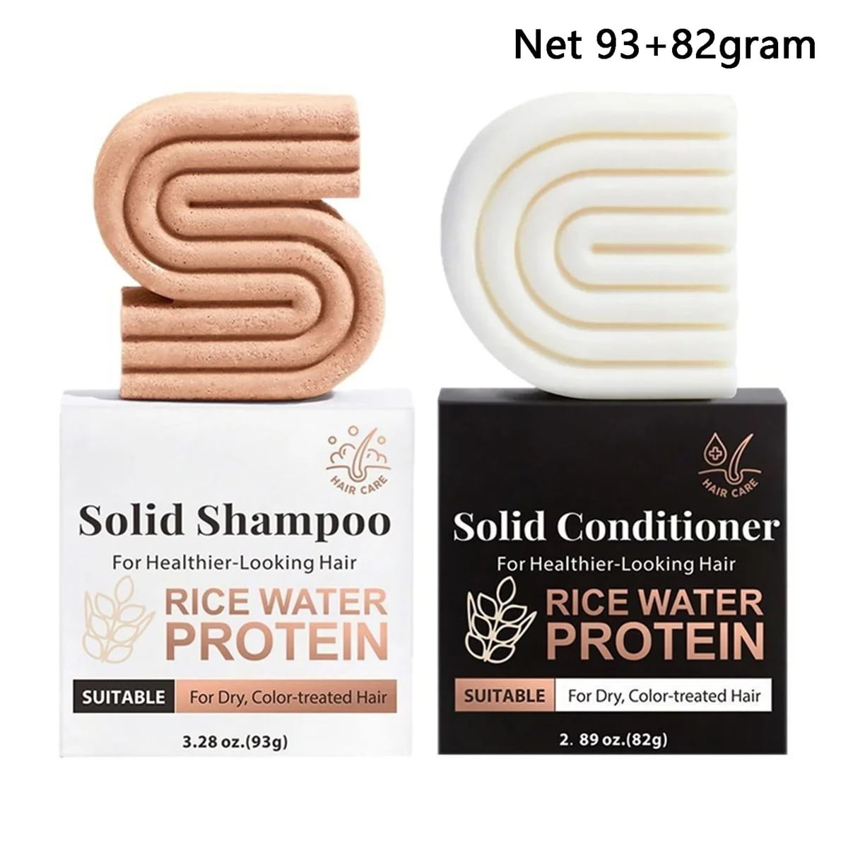 Kitsch Rice Bar Shampoo And Conditioner Set, Solid Rice Water Shampoo And Conditioner Bar To ...