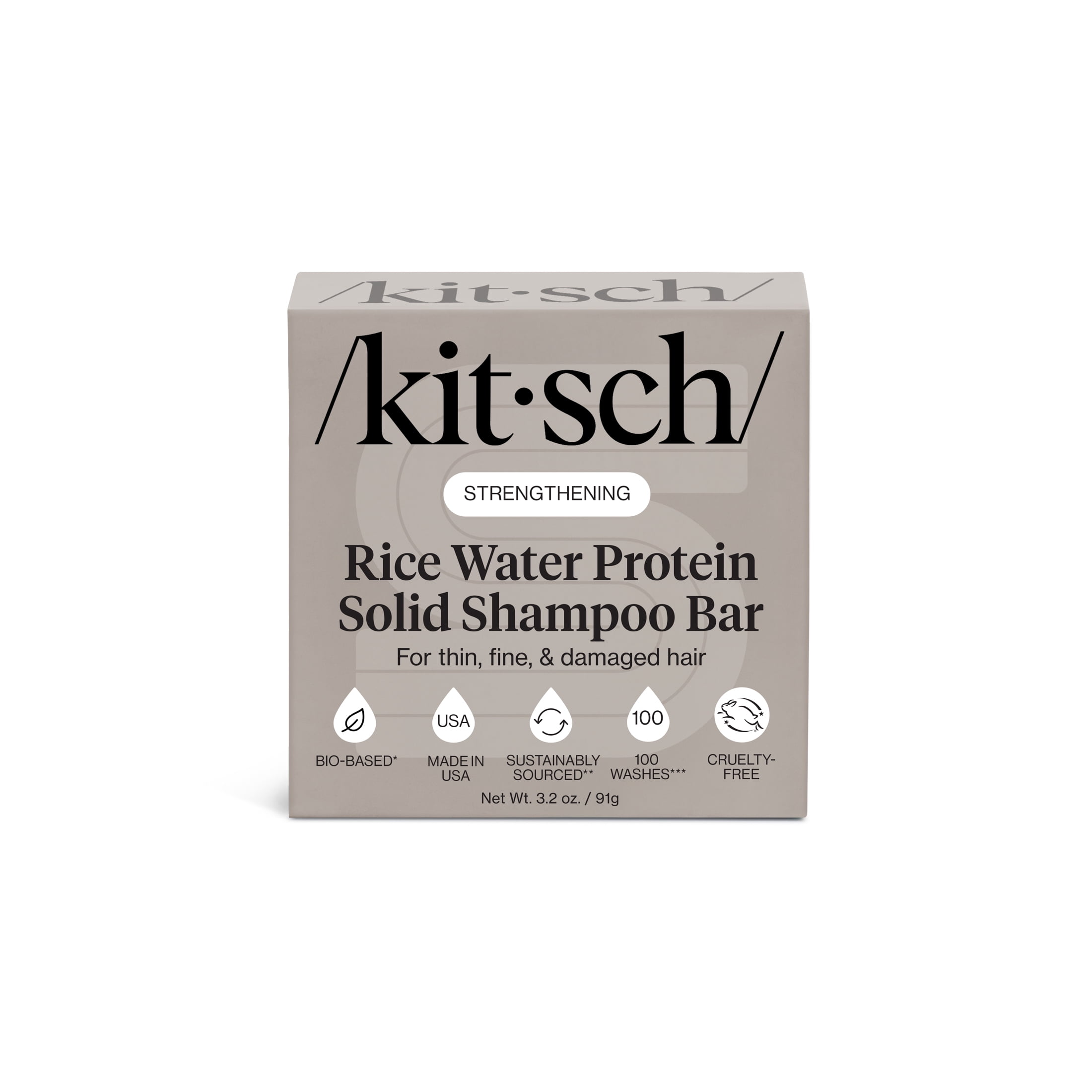 Kitsch Rice Shampoo Bar for Strengthening, Thickening, Clarifying, 3.2 ...