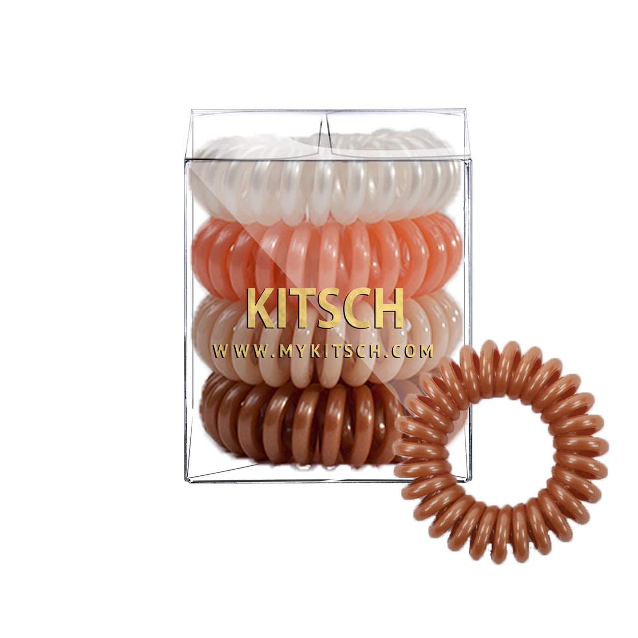 Kitsch Spiral Hair Ties, Coil Hair Ties, No Crease - 4 Pcs, Rose ...