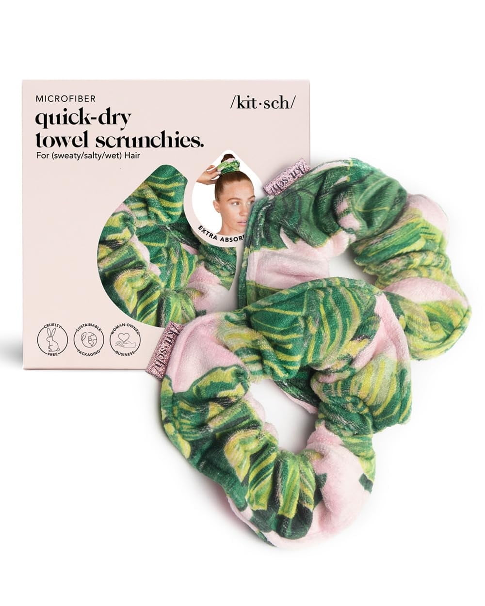 Kitsch Microfiber Hair Towel Scrunchie - Quick Drying Hair Ties for All ...
