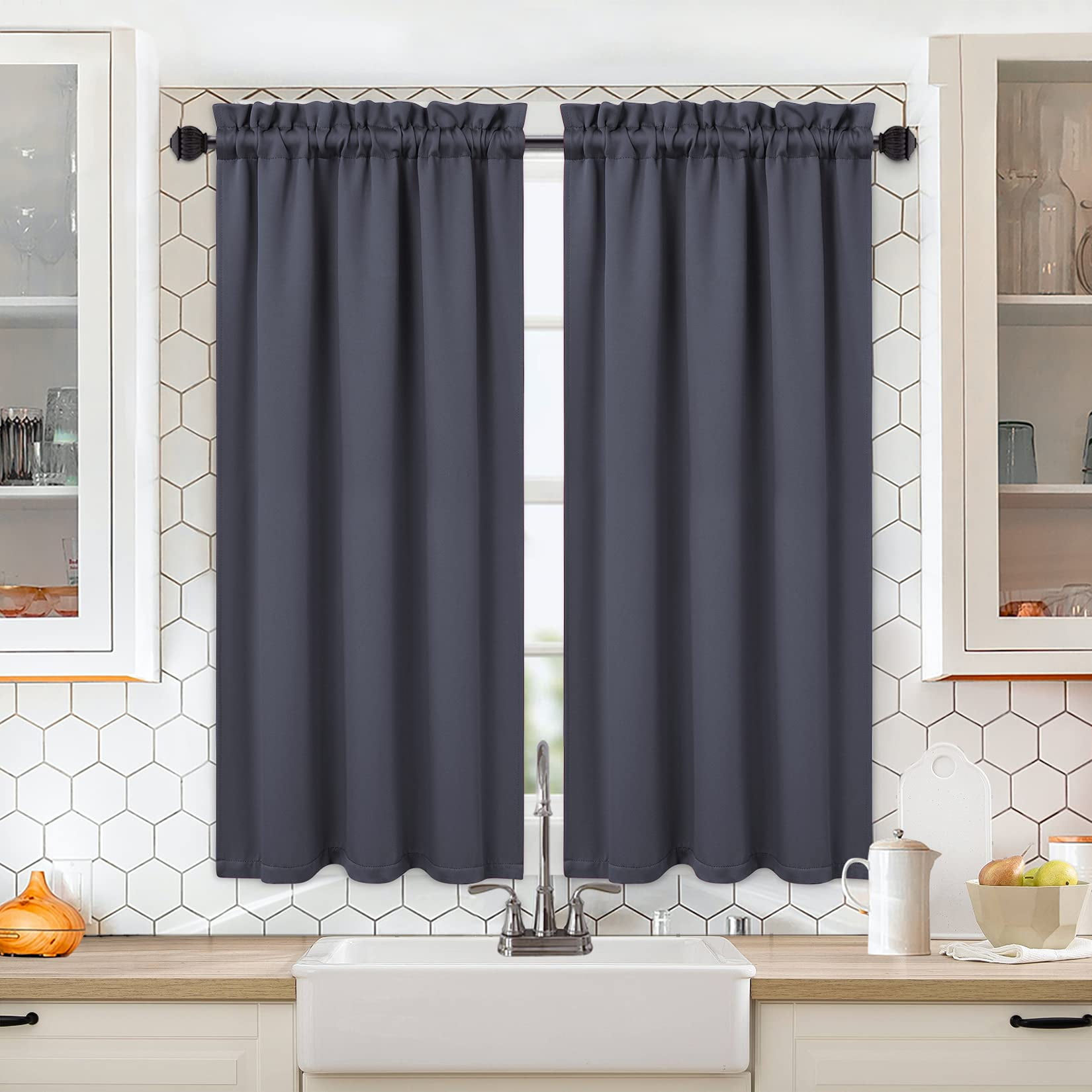 Kitsin Blackout Kitchen Curtains, Thermal Insulated Short Curtains for ...