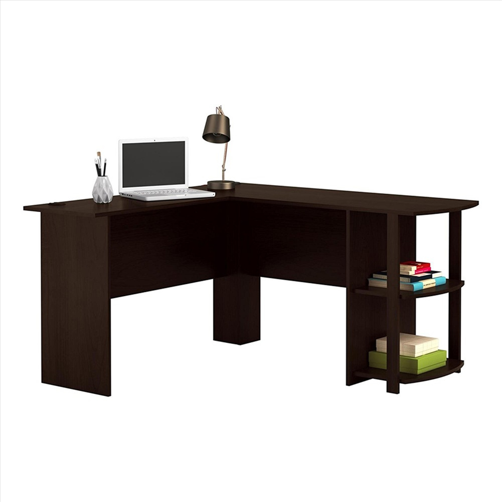 Kitsin L-shaped Wooden Right Angle Computer Desk with Two-layer ...