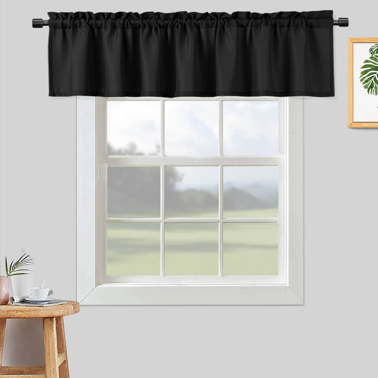 Kitsin Valances for Windows, Waffle Woven Textured Valance Curtains for ...