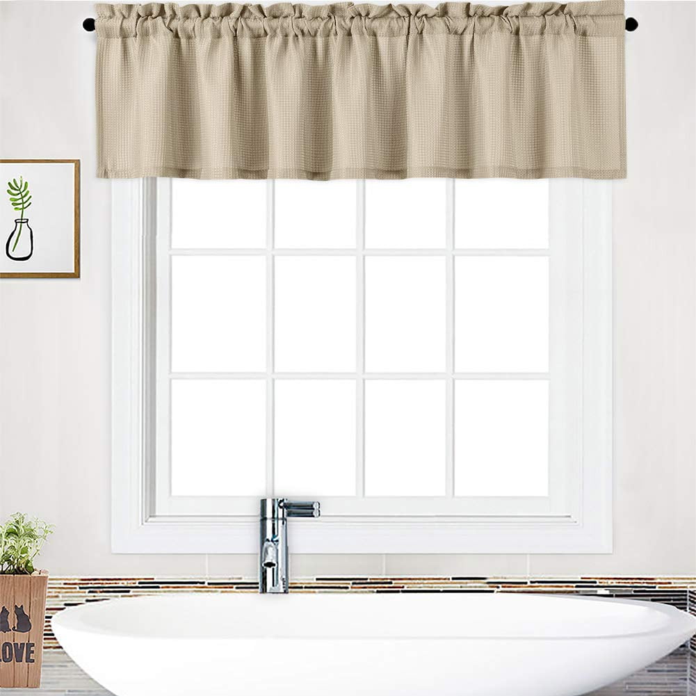 Kitsin Waffle Woven Valance Curtains, Waterproof, 60x15 inch, for ...