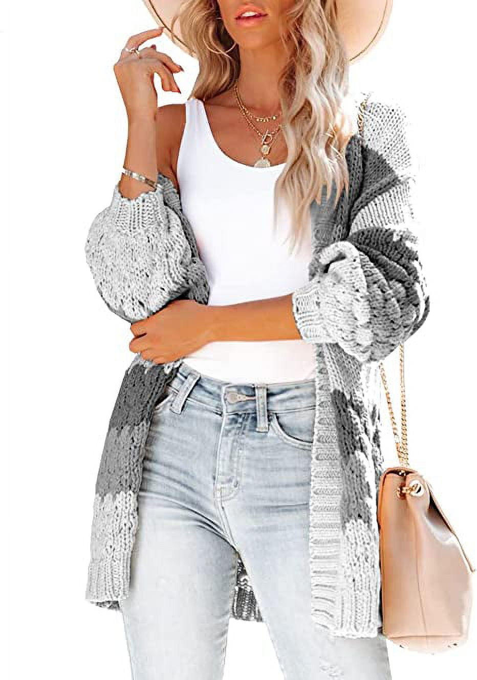 Kitsin Womens Long Sleeve Color Block Cardigan Striped Open Front ...