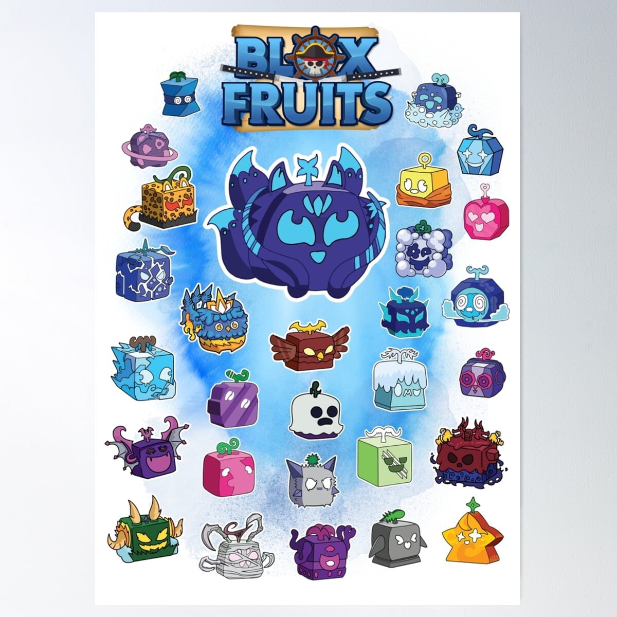 Kitsune - Block Fruits All Characters Poster Wall Art, Modern Wall ...