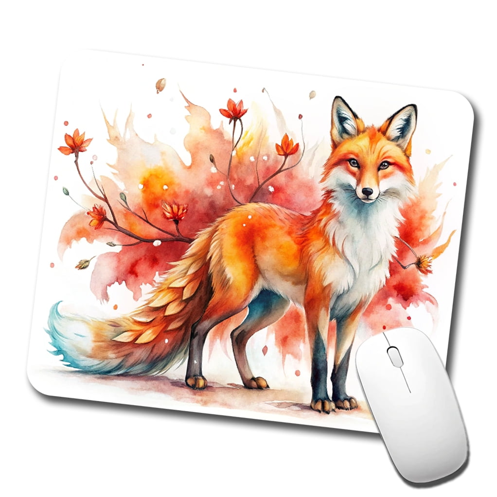 Kitsune Fox Asian Japanese Spirit Animal Folklore Watercolor Mouse Pad ...