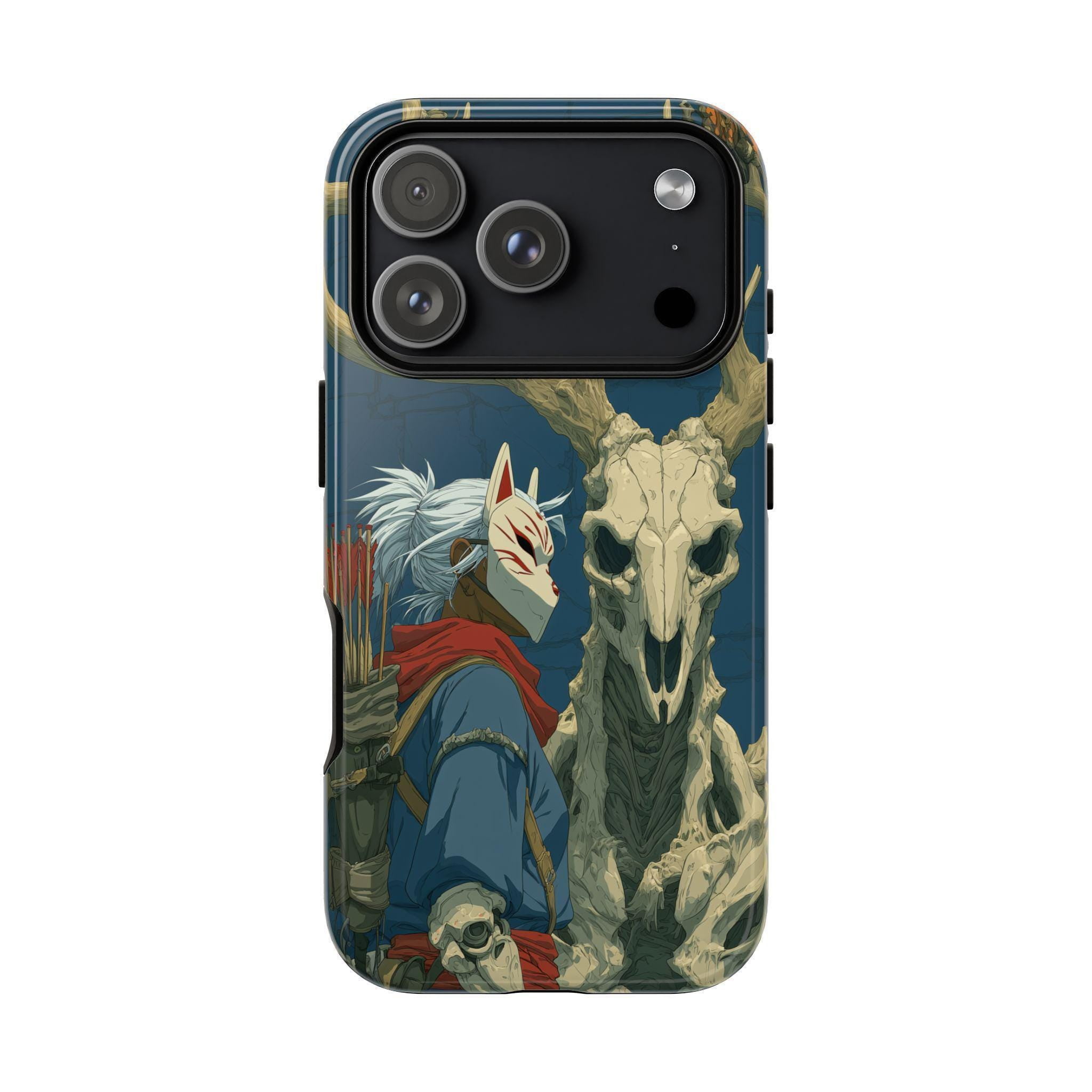 Kitsune Fox Mask Warrior Bone Helm Deer Spirit Art Phone Case with ...