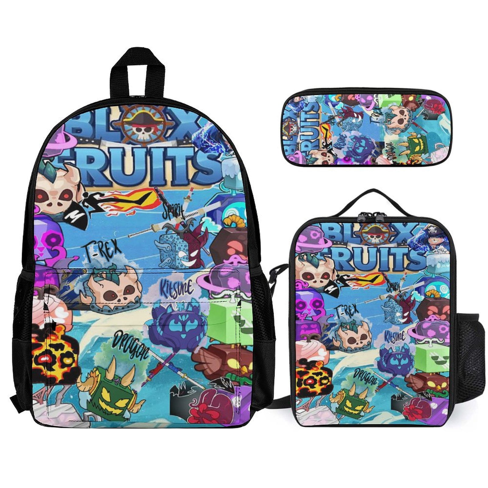 Kitsune Fruit Blox Casual Backpack 3 Piece Set Daypack Lightweight ...