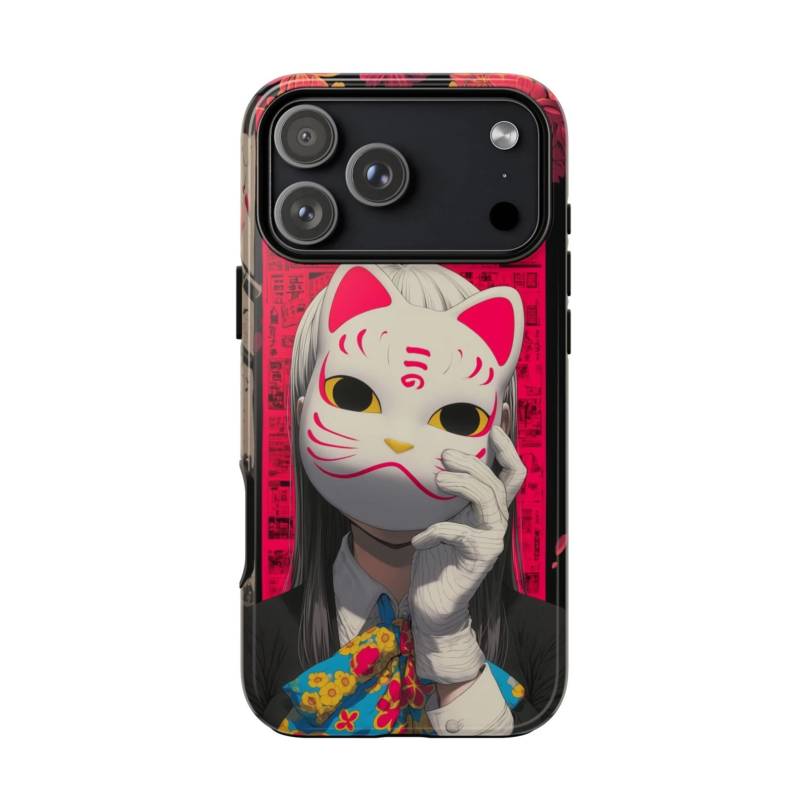 Kitsune Mask Anime Girl Art Design Phone Case with iPhone 11-17 Pro Max ...