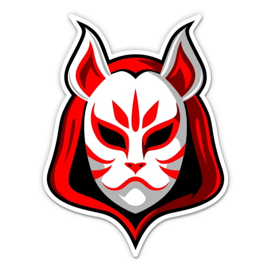 Kitsune Mask Fox Japanese Japan - 5" Vinyl Sticker - For Car Laptop I ...