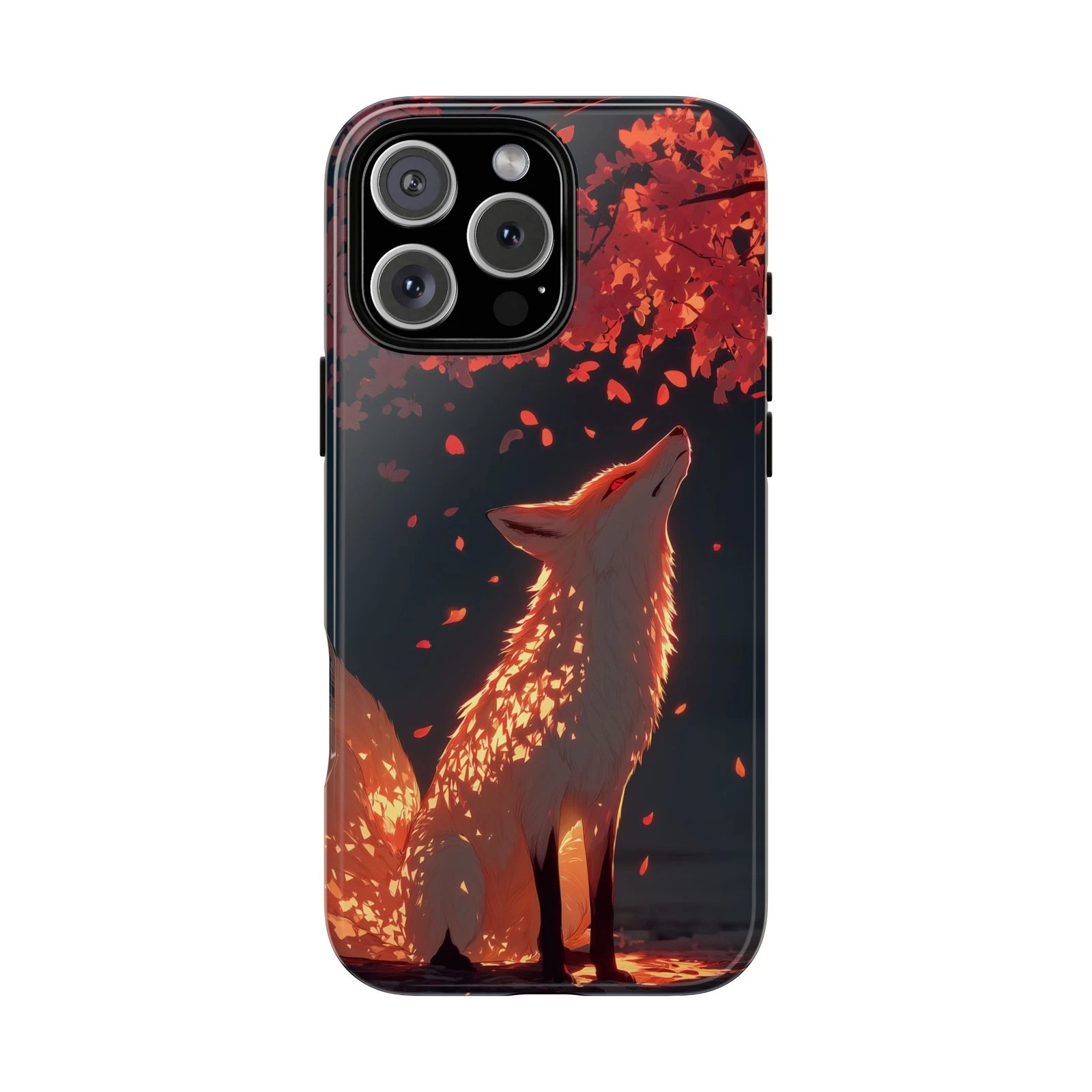 Kitsune Red Fox Shimmering Tail Art Phone Case for iPhone 17 to 11 Pro ...
