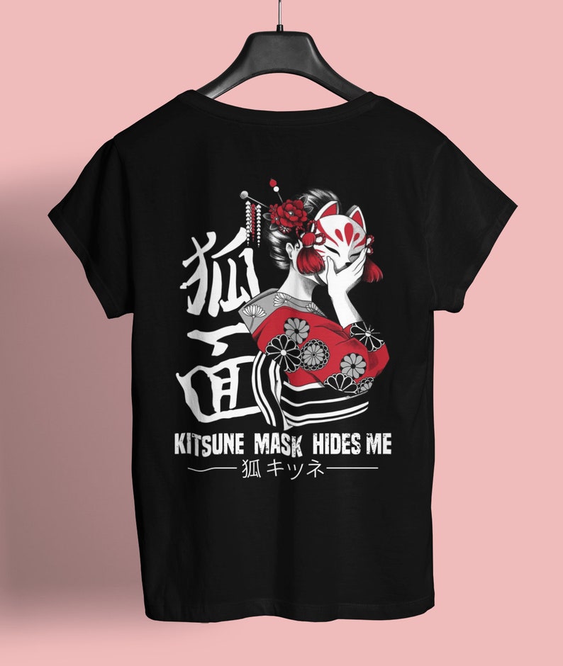 Kitsune T-Shirt, Japan Shirt Kyoto, Fox Shirt, Mask Kanji, Kitsune Mask ...