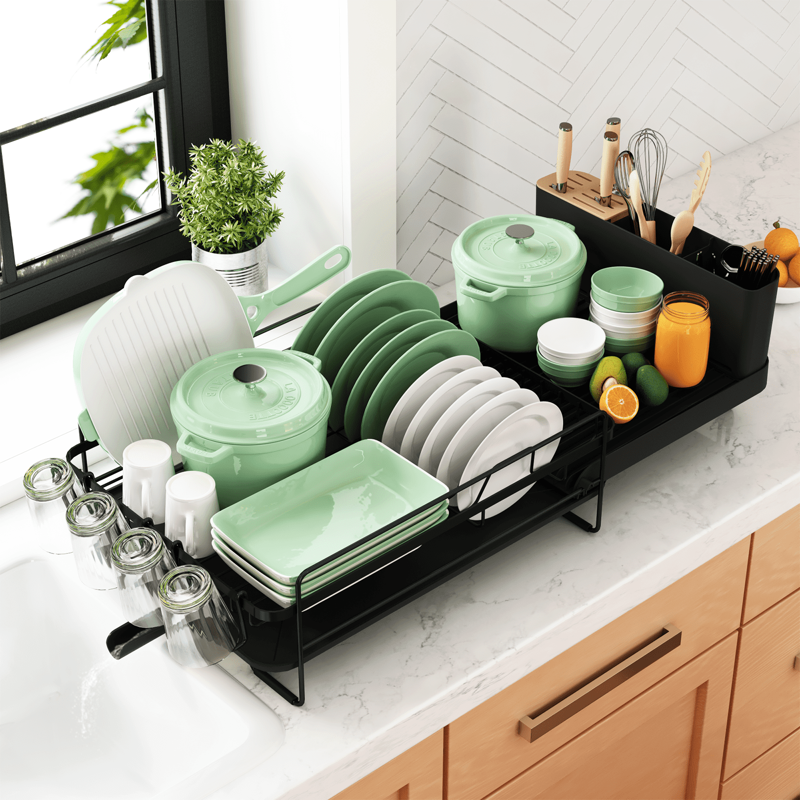 Kitsure Extendable Dish Drying Rack, Anti-Rust Dish Rack for Kitchen ...
