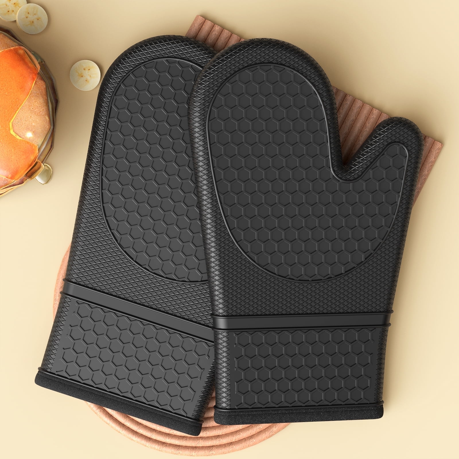 Kitsure Silicone Oven Mitts, Set of 2, Heat Resistant, Oven Gloves with ...