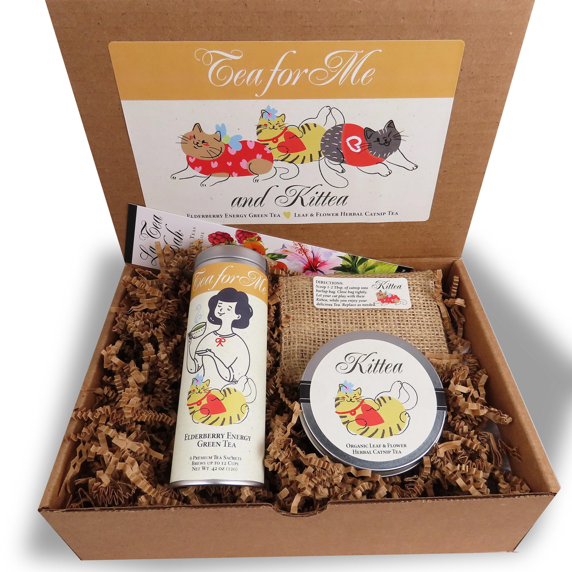 Kittea Noon Tea Gift Set With Catnip By Lah Tea Dah, 1 Tin Elderberry ...