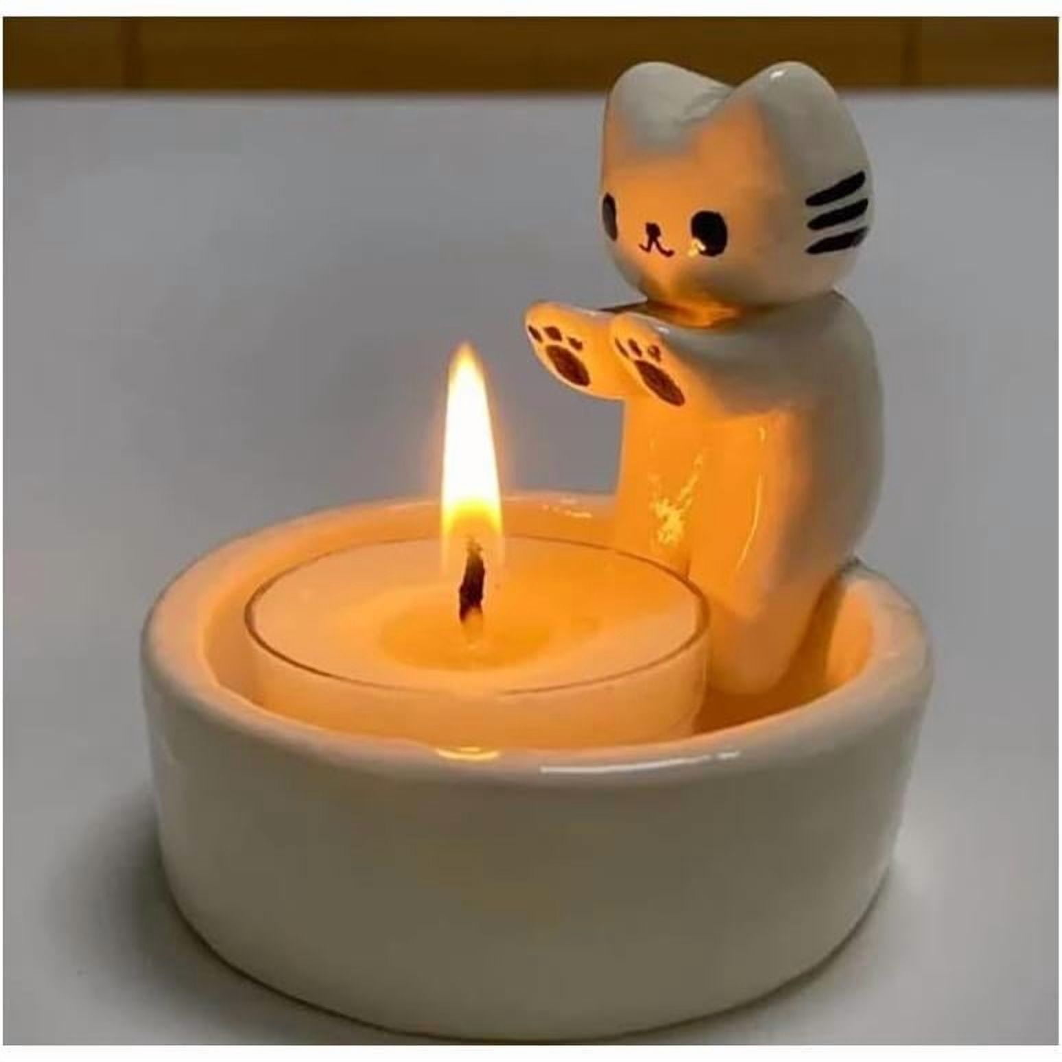 Kitten Candle Holder, Handmade Ceramic Candlestick,Cartoon Kitty ...
