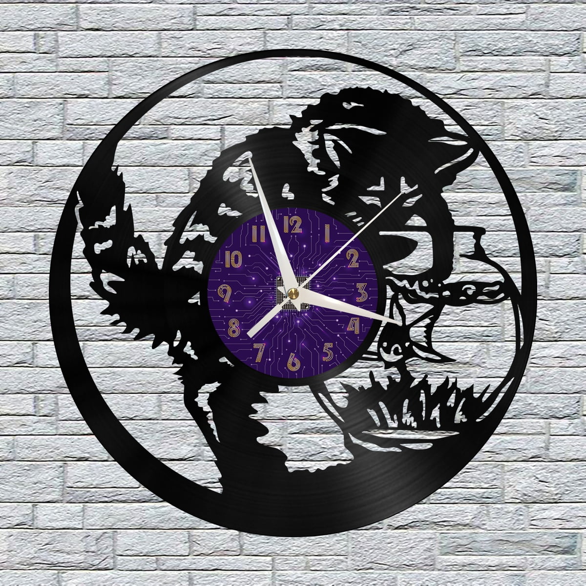 Kitten Catch Fish Vinyl Wall Clock, Vinyl Record Clock Wall Art Silent ...