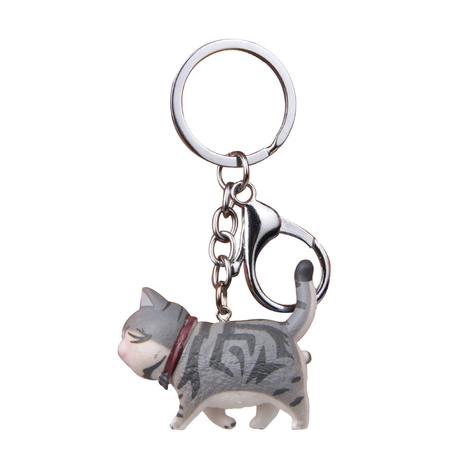 Kitten KeychainsMini Cute Cartoon Cat Model Hanging Toy Key Ring ...