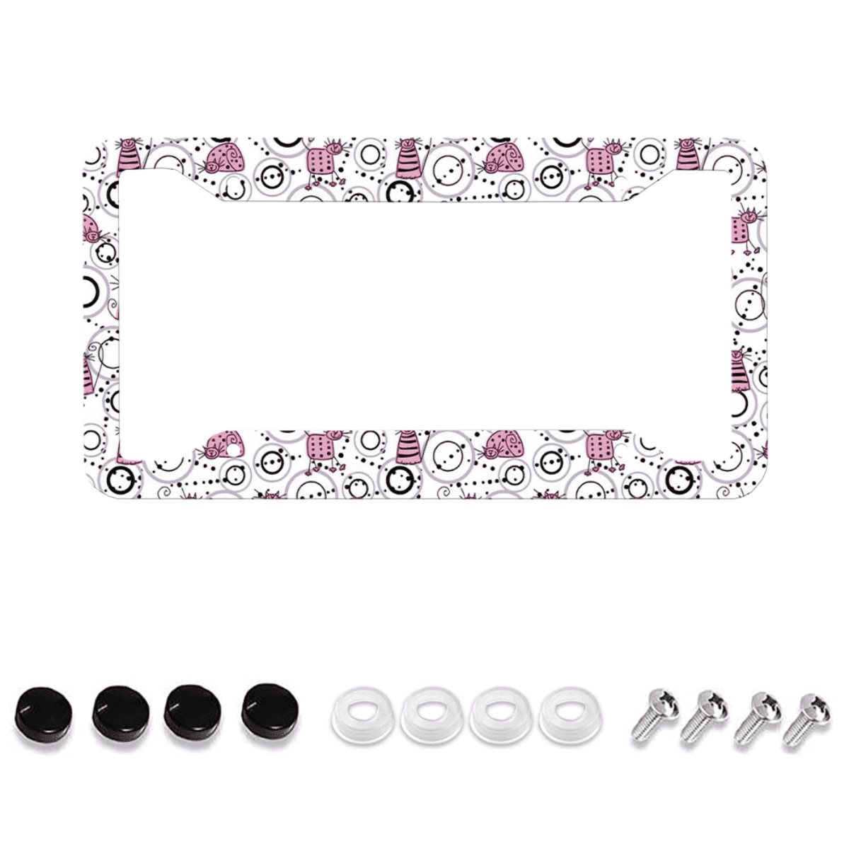Kitten License Plate Frame, Abstract Cat License Plate Holder, Cartoon ...