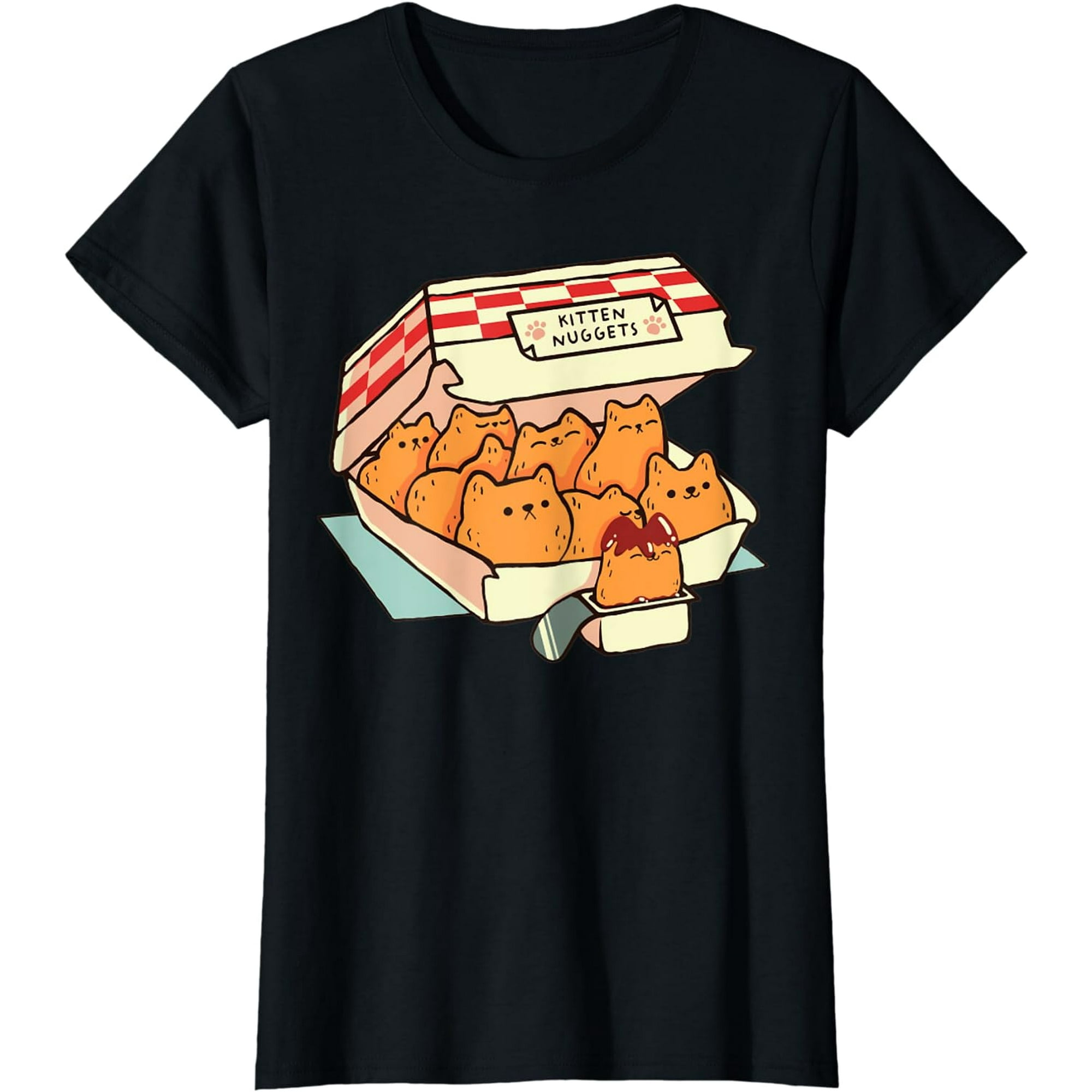 Kitten Nuggets Fast Food Cat Funny Short Sleeve Men's T-Shirt Black ...
