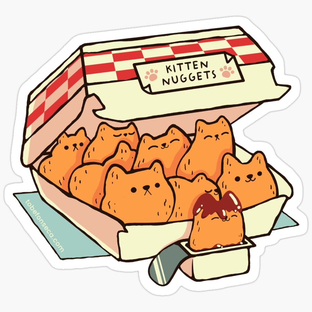 Kitten Nuggets Fast Food Cat Sticker Phone Decal Water Bottle Stickers ...