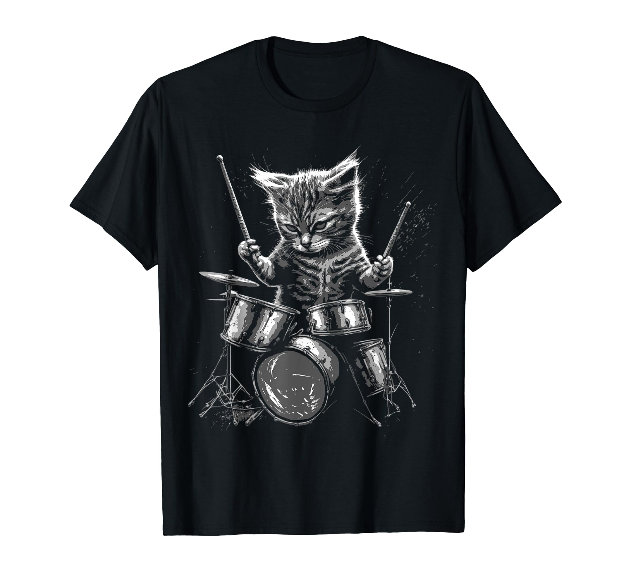 Kitten Rock Band Drummer Cat Playing Drums T-Shirt - Walmart.com