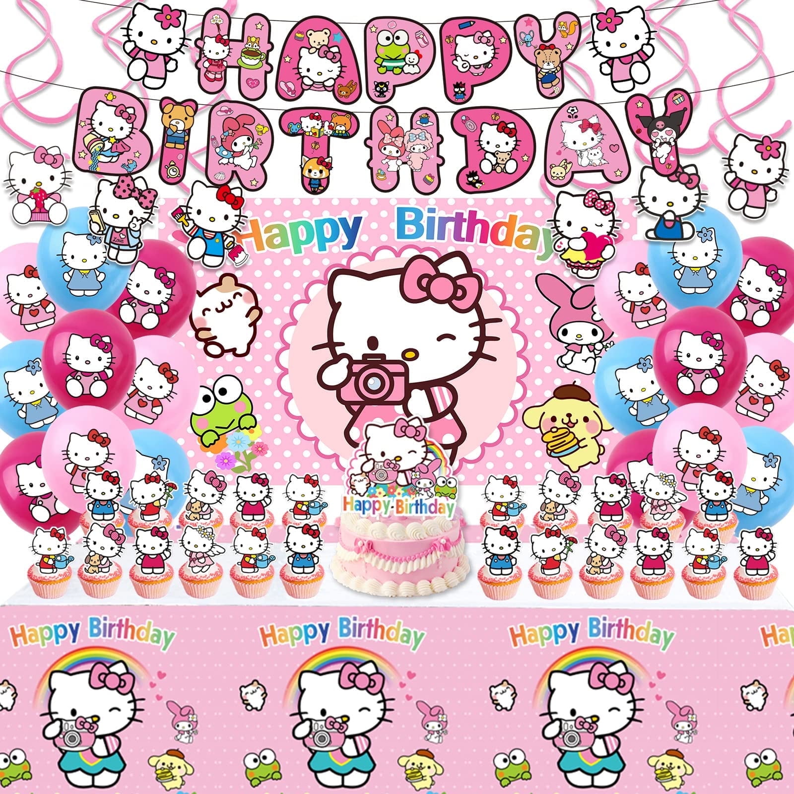 Kitty Birthday Party Supplies, Party Decorations Set Include Banner ...