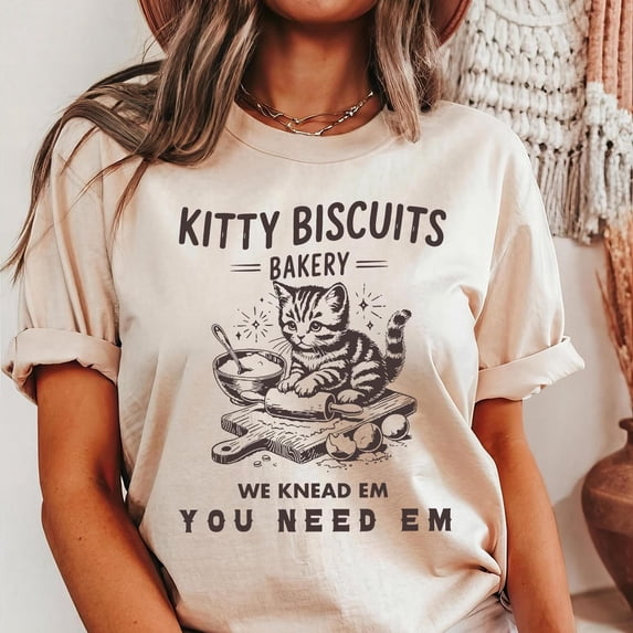 Kitty Biscuits Bakery Shirt: Cat Kneading Tee - Walmart.com