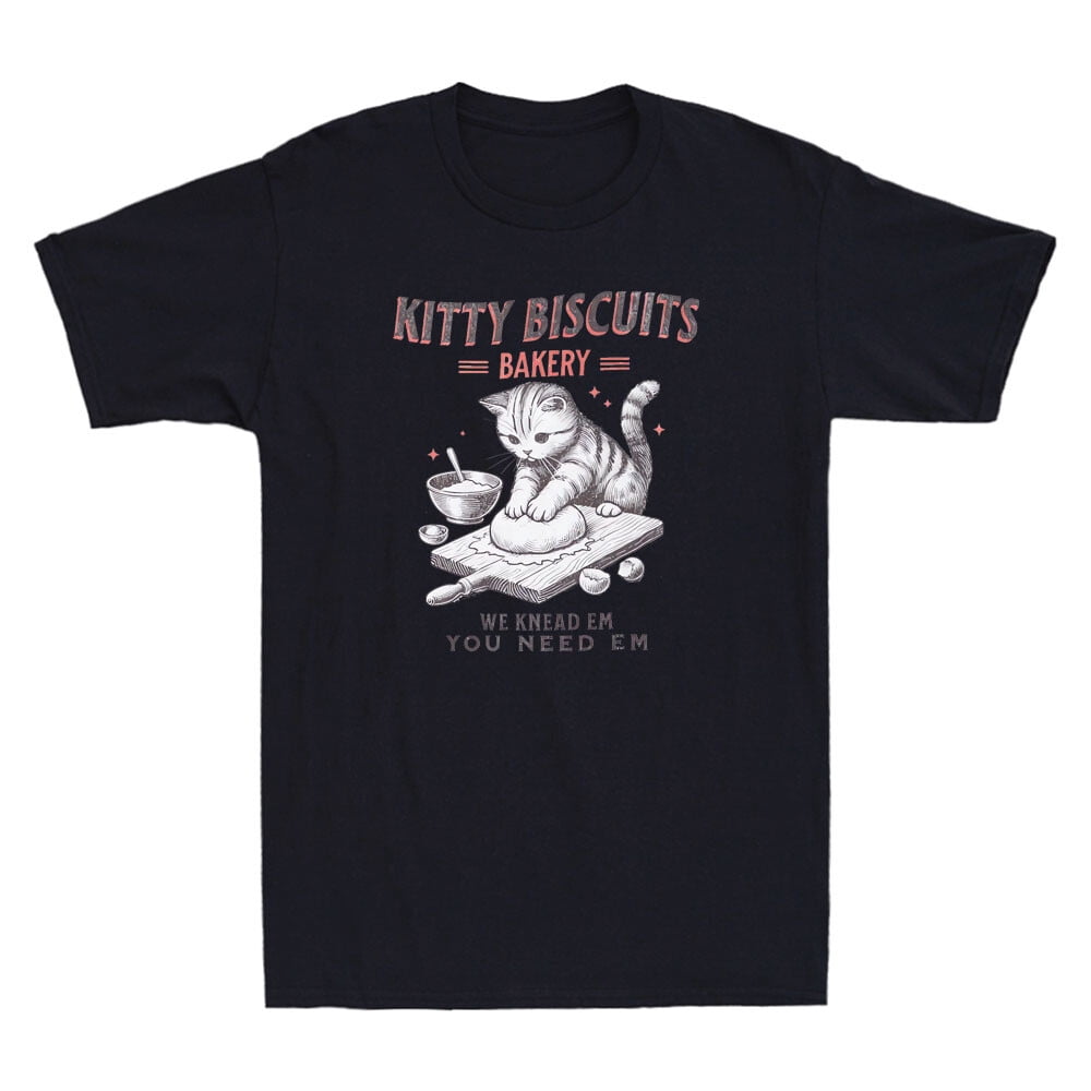 Kitty Biscuits We Knead Em You Need Em Funny Cat Baking Meme Retro Men ...