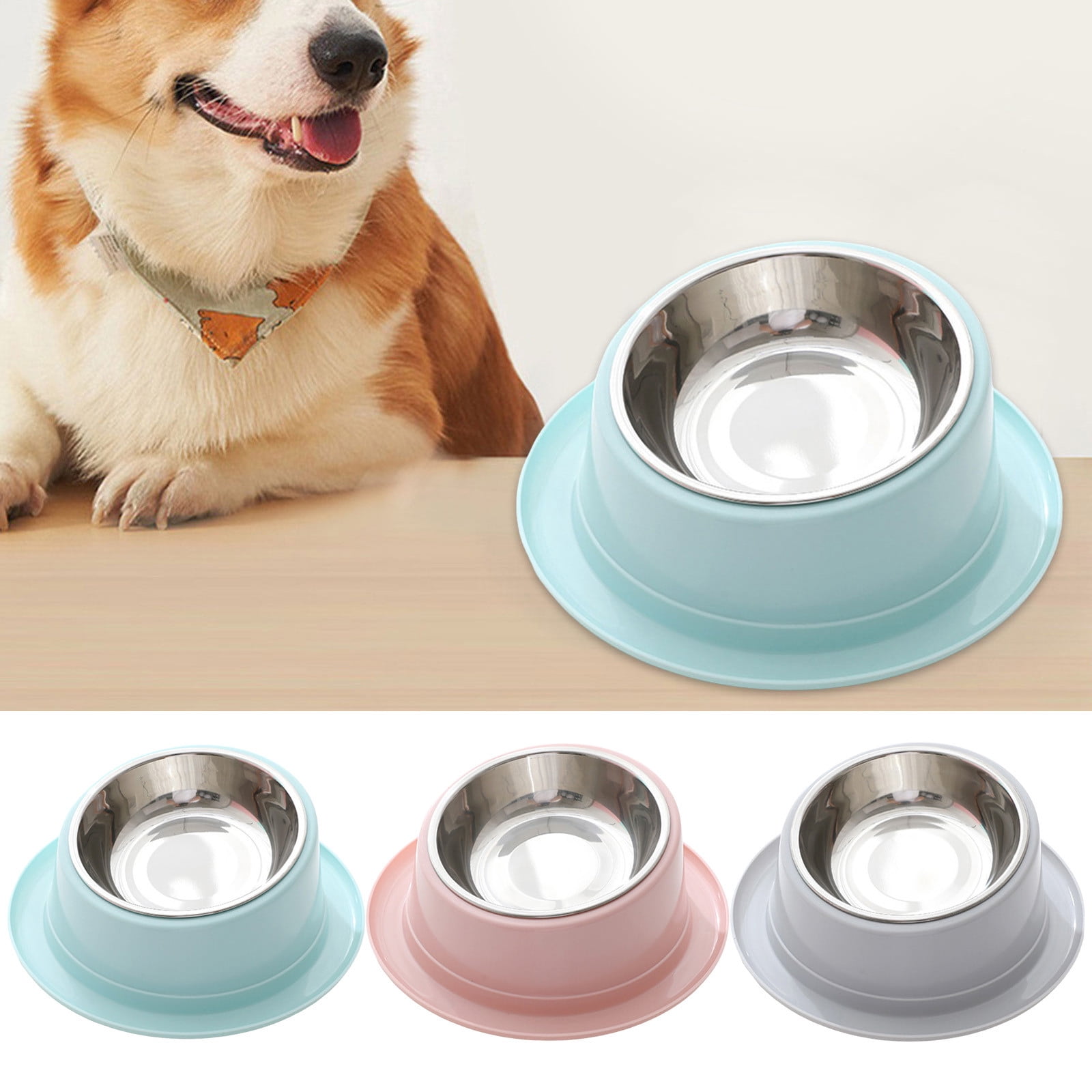 Kitty Bowl With Non Spill Edge Raised Dog For Cat Feeder Food Water ...