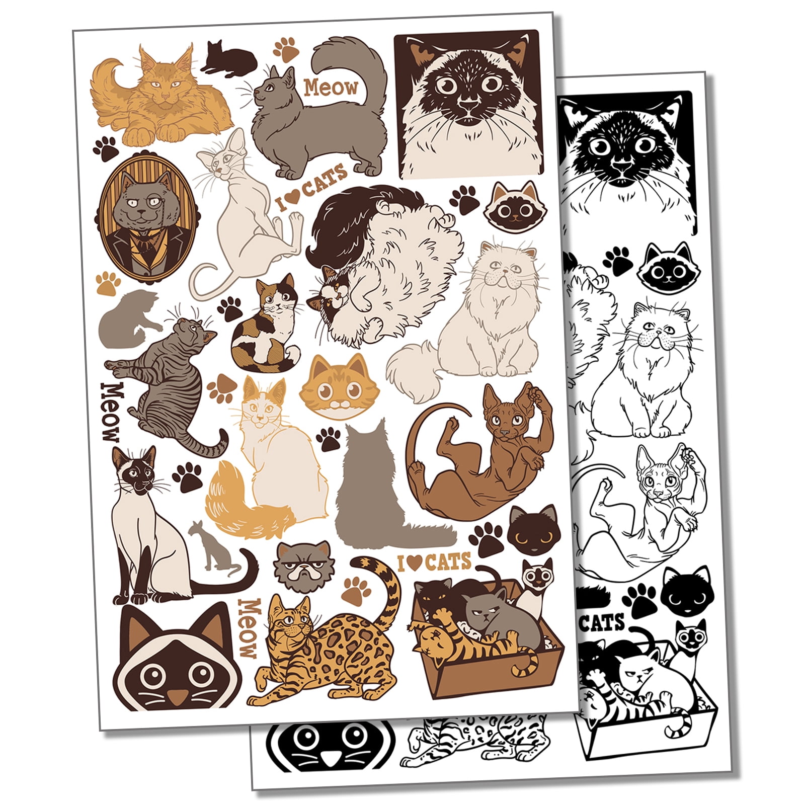 Kitty Cat Breeds Water Resistant Temporary Tattoo Set Fake Body Art ...