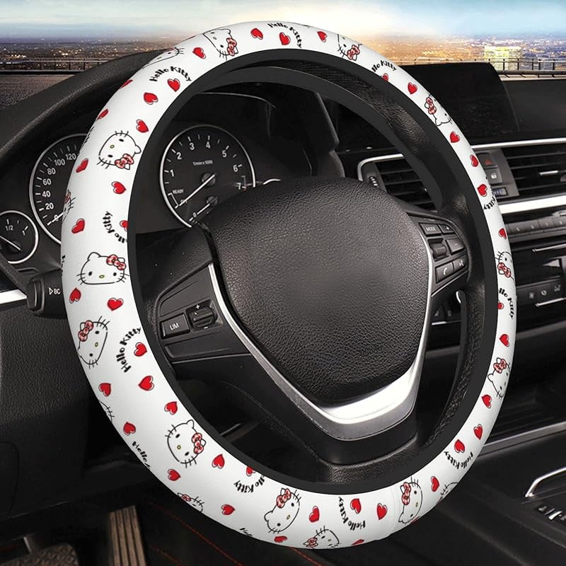 Kitty Cat Car Accessories Cute Steering Wheel Cover Women White Car ...