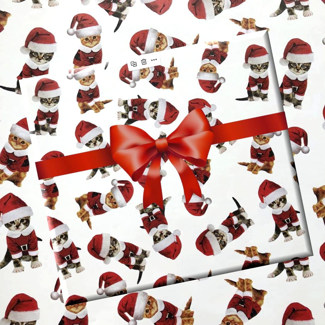Whimsical Print Kitty Cat Christmas Gift Wrap Wrapping Paper - 16ft ...