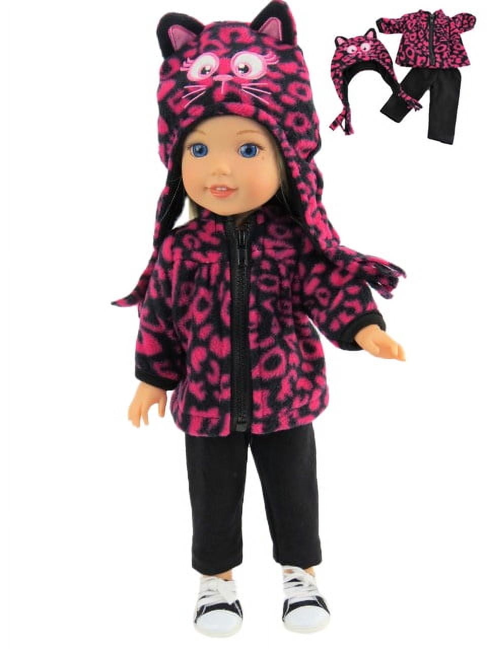 Kitty Cat Hot Pink Leopard Outfit for 14inch Dolls | American Fashion ...