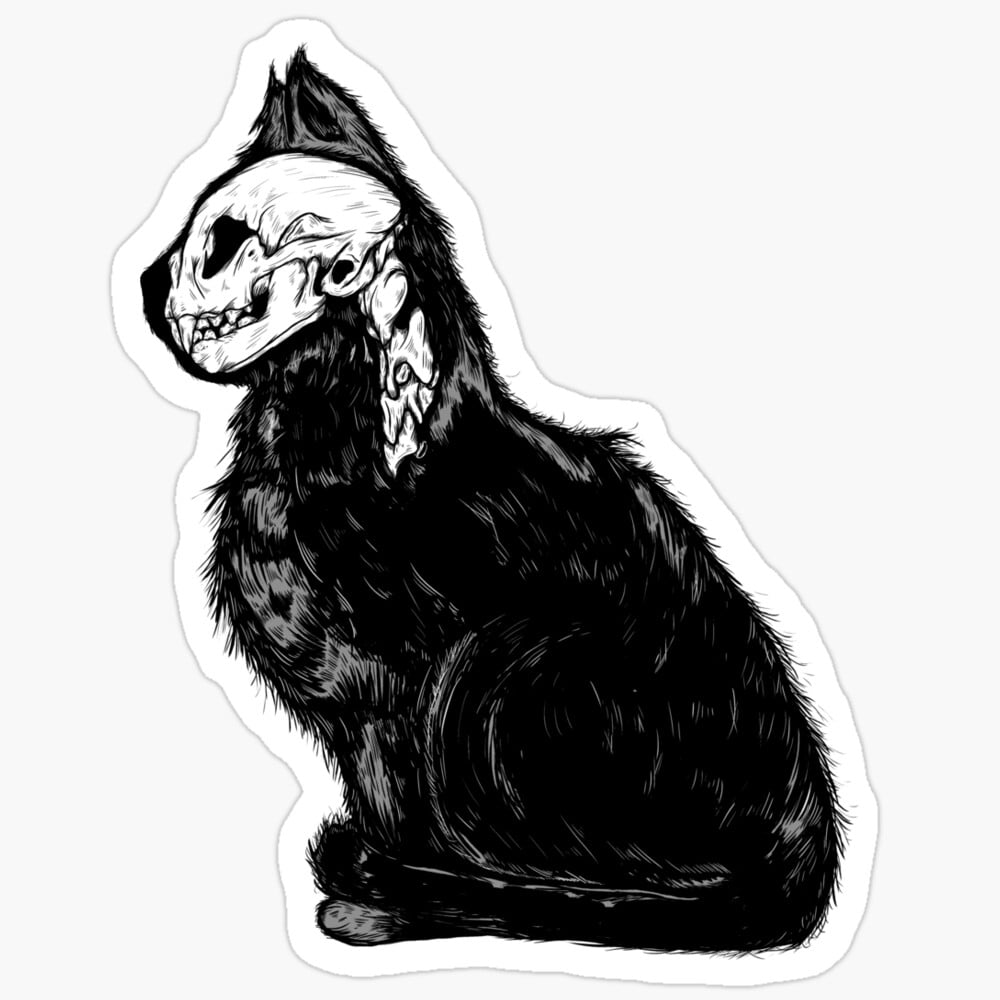 Kitty Cat Skull Sticker Phone Decal Water Bottle Stickers Car Decals ...