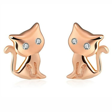 Coachuhhar Cat Earrings for Girls 925 Sterling Silver Hypoallergenic Cat Stud Earrings Small ...