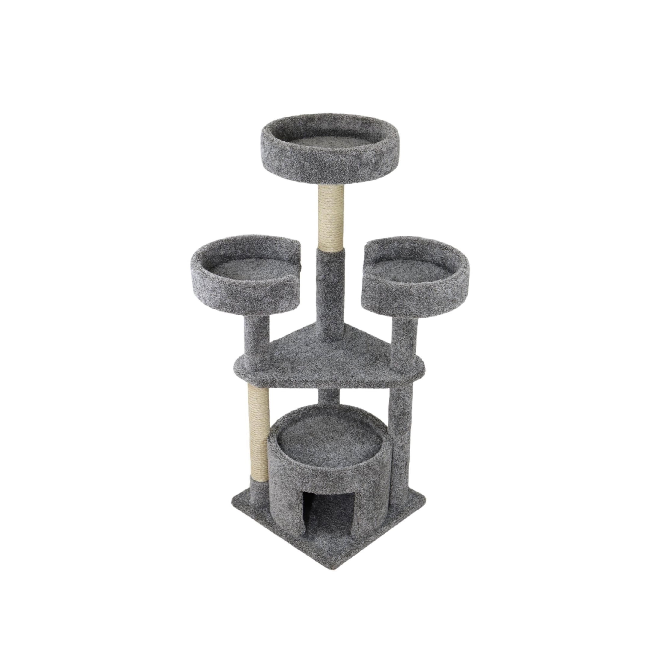Kitty City Upholstered Multi-Level 54-Inch Indoor Cat Tree with ...