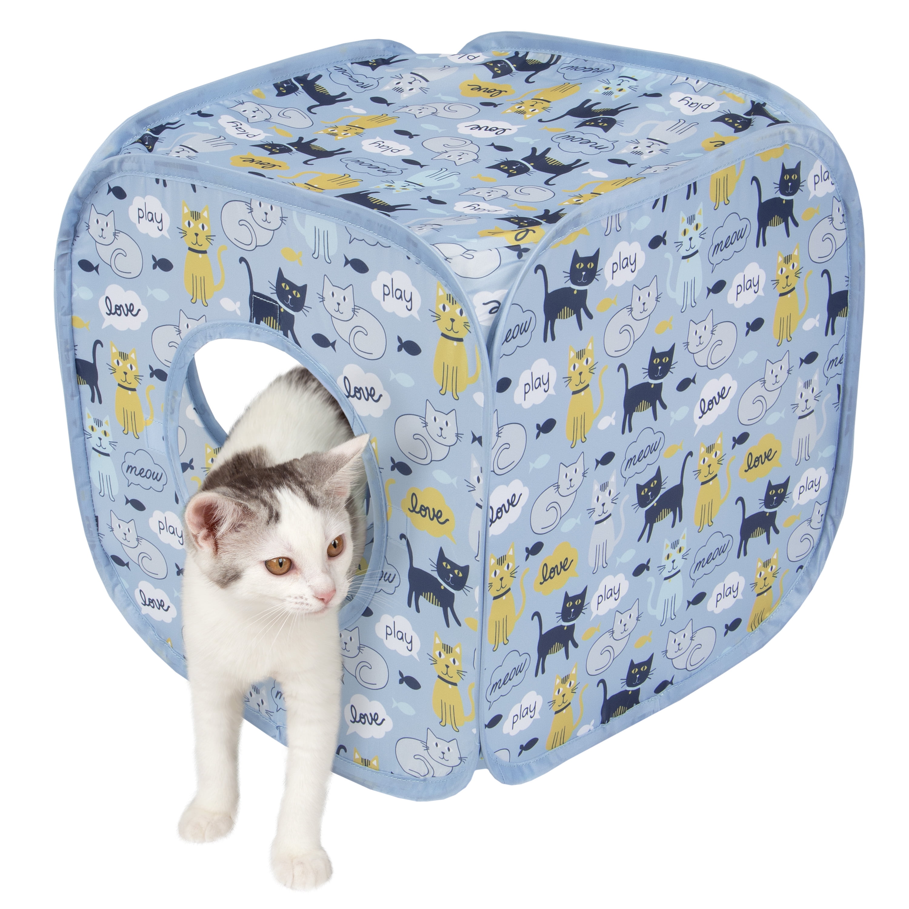 Kitty City Cat Print Play Furniture House, Play Cube, Blue - Walmart.com