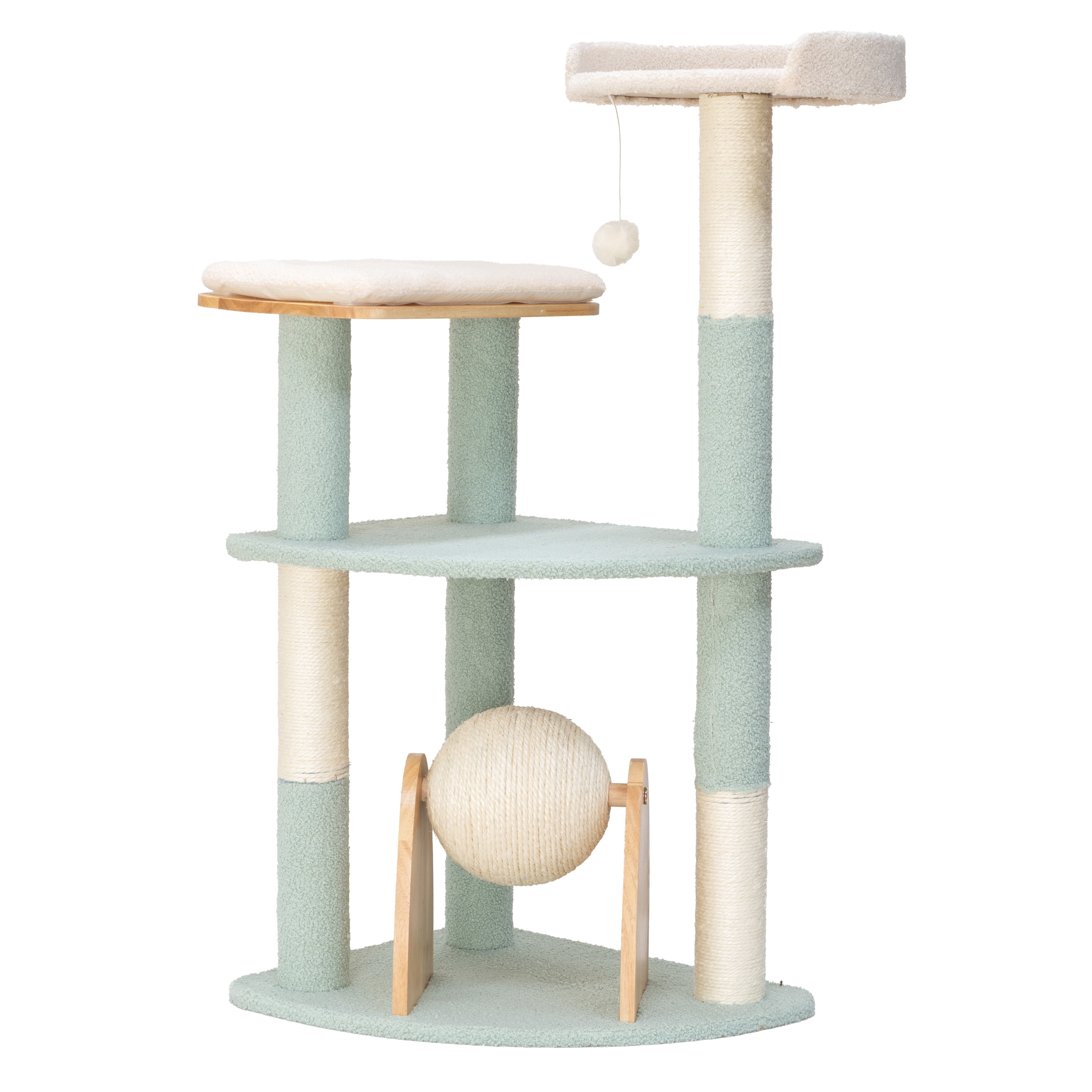 Kitty City Triple Perch Wooden Cat Tower with Toys - Walmart.com