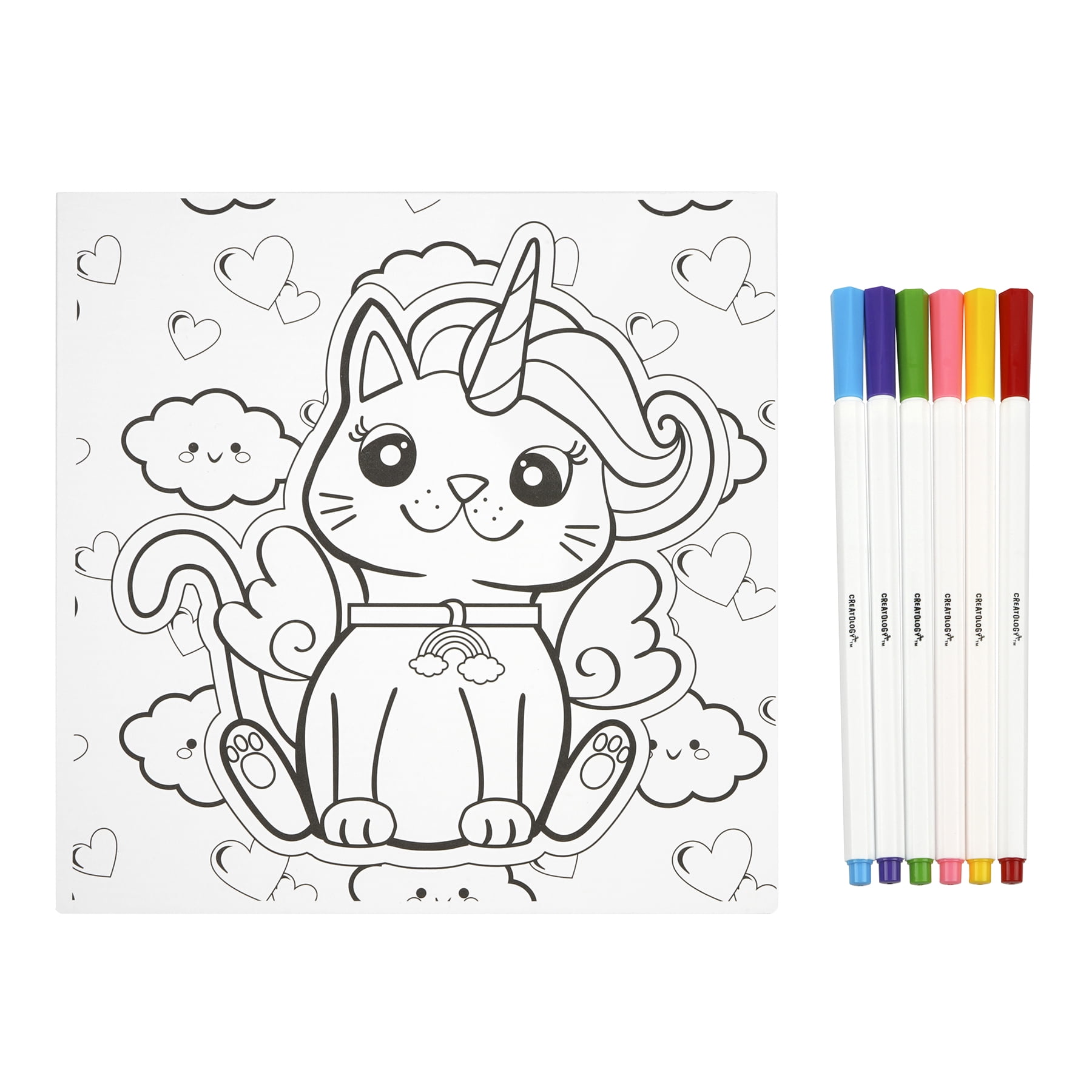 Kitty Coloring Board Kit by Creatology - 8"x8" Pre-Printed Art Board ...