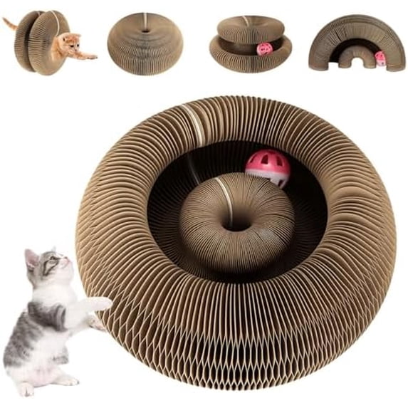 Kitty Curls Cat Toy, Magic Organ Cat Scratching Board with Bell-Ball ...