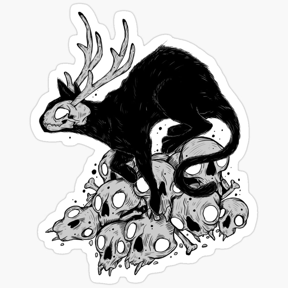 Kitty Demon Skull Sticker Phone Decal Water Bottle Stickers Car Decals ...