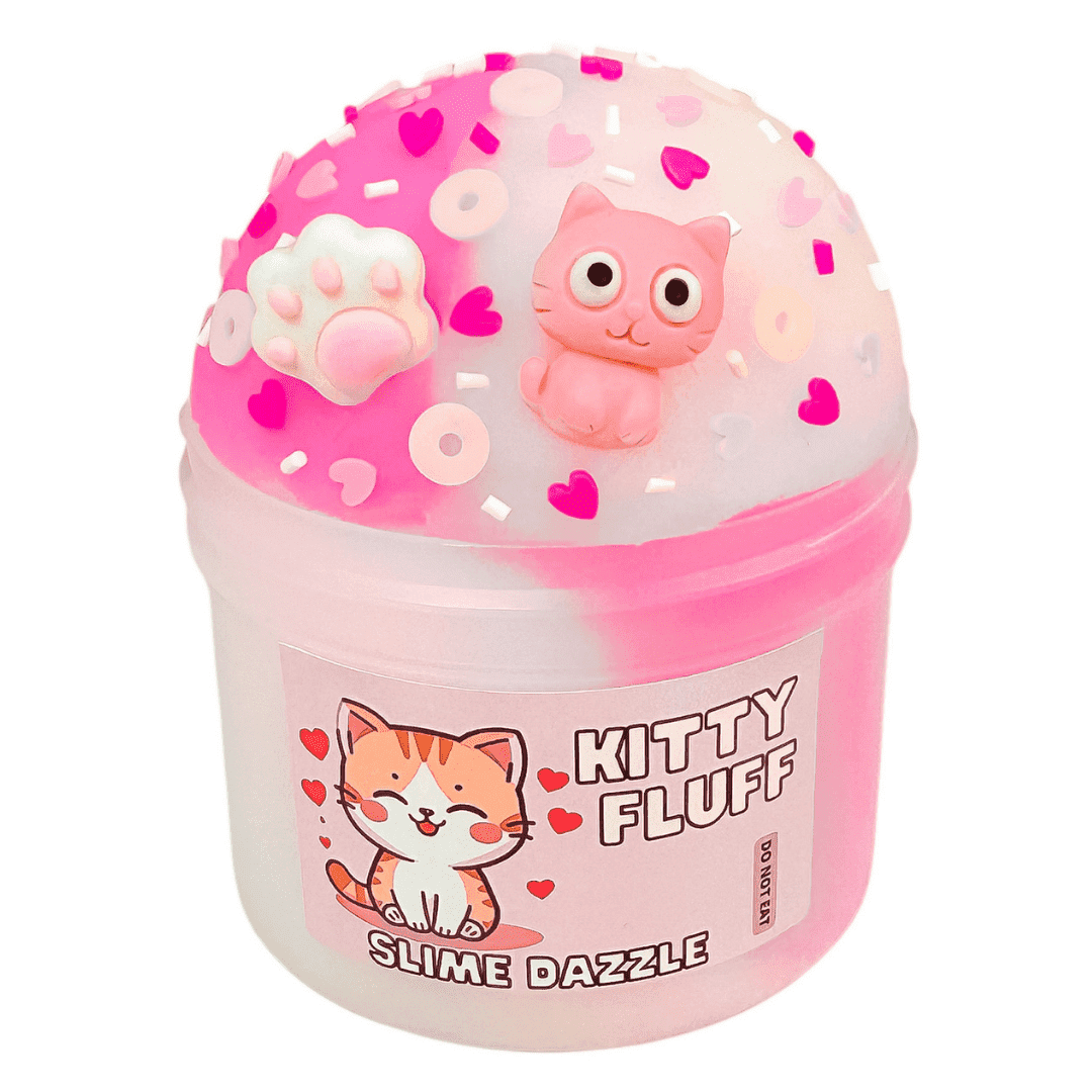 Kitty Fluff Pink and White Icee Slime Drizzly Non Sticky Slime Regular ...