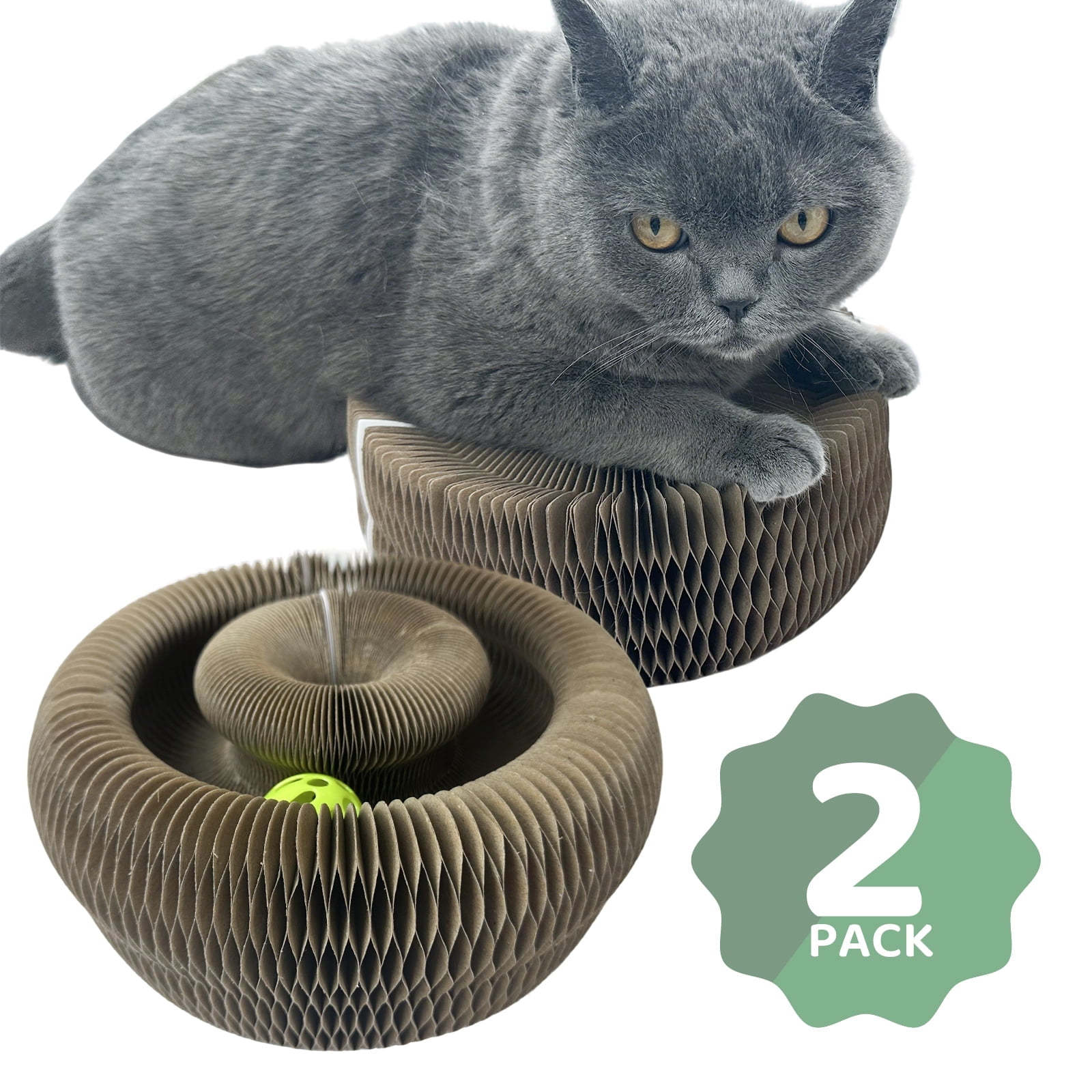 Kitty Kurlz Magic Accordion Cat Scratching Board 2 Pack, Interactive ...