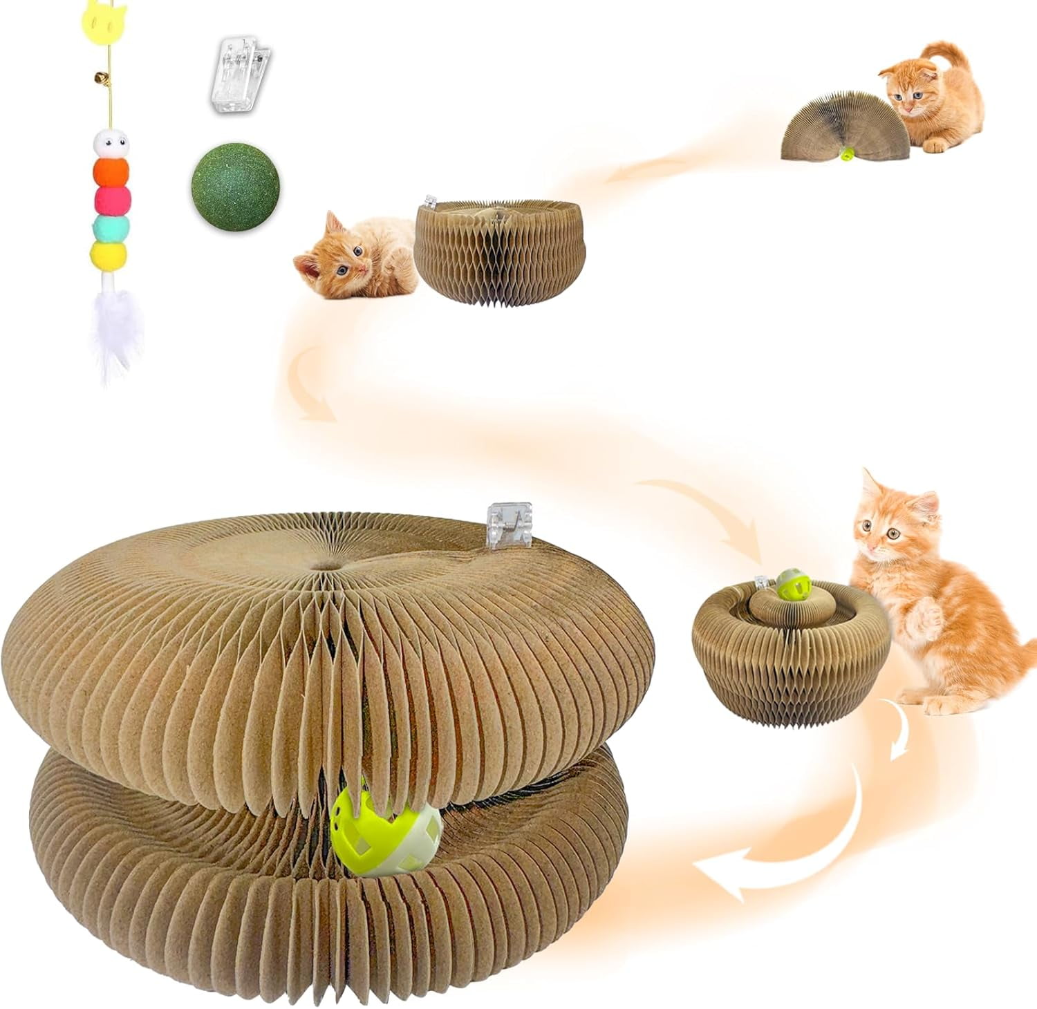 Kitty Kurlz, Magic Organ Cat Scratcher with Catnip Balls & Cat Toys ...
